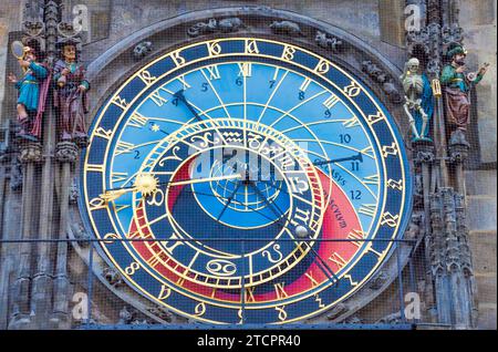 Famous medieval astronomical clock attached to the Old Town Hall Tower ...