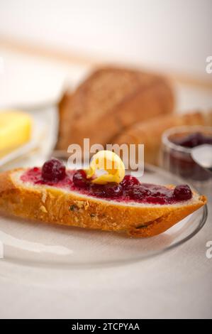bread butter and jam classic European breakfast Stock Photo - Alamy