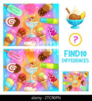 Matching game with ice-cream cones and scoops. Summer food math ...