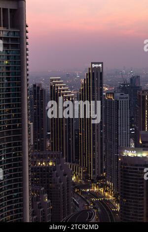Dubai, UAE - December 1, 2023: View of the roadside from car windshield ...
