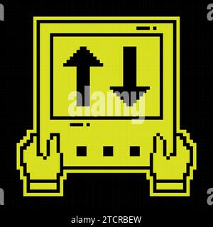 Pixel icon. Sports referee hand showing card for player breaking rules ...