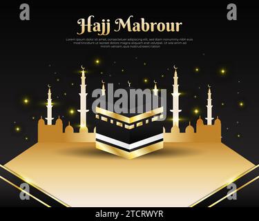 Islamic Pilgrimage Background with Kaaba and Golden Lantern. Islamic ...