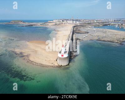 St Marlo France harbour Lighthouse drone,aerial Stock Photo - Alamy