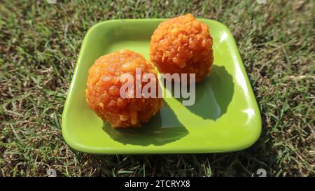 Indian sweet boondi laddu or Motichoor laddoo made of gram flour, Sweet ...