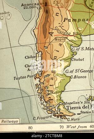 World Map of PATAGONIA in SOUTH AMERICA: Argentina, Chile, Paraguay ...