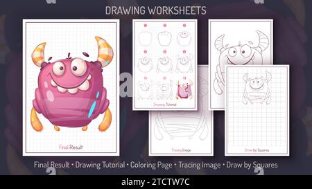 How to Draw a Monster. Step by Step Drawing Tutorial. Draw Guide ...