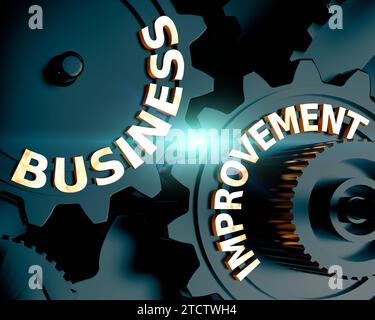 Continuous improvement and the metal gear mechanism. 3d illustration ...