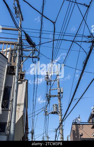 Tokyo (Japan) - Japanese Electric Pole in Tokyo Stock Photo - Alamy