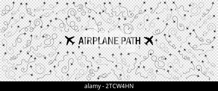 Airplane or aeroplane routes path big set. Travel concept from start ...