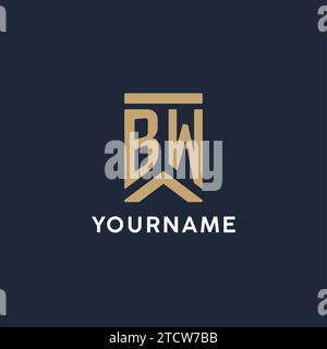 BW initial monogram logo design with square shape design inspiration ...