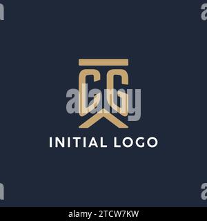 CG initial monogram logo design with square shape design inspiration ...