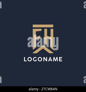 FH initial monogram logo design with square shape design inspiration ...