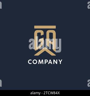 GA initial monogram logo design with pentagon shape style design ideas ...