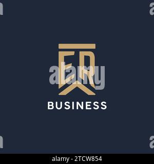 ER initial monogram logo design with pentagon shape style design ideas ...