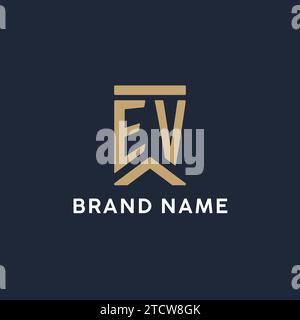 EV initial monogram logo design with square shape design inspiration ...