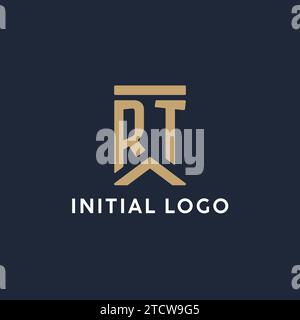 RT initial monogram logo design with square shape design inspiration ...