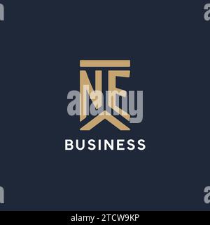 NE initial monogram logo design with pentagon shape style design ideas ...