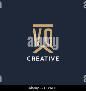 VQ initial monogram logo design with pentagon shape style design ideas ...