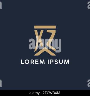 XZ initial monogram logo design with pentagon shape style design ideas ...