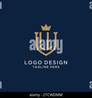 Initial LL shield and crown logo style vector graphic Stock Vector ...