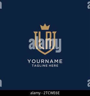 Initial LR logo shield crown style, luxury elegant monogram logo design vector graphic Stock ...