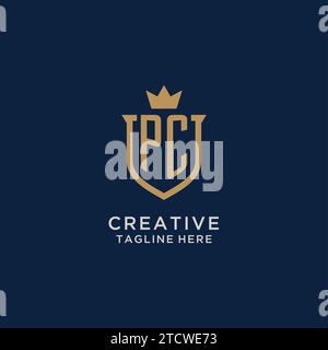 PC logo with shield and crown, initial monogram logo design ideas Stock ...