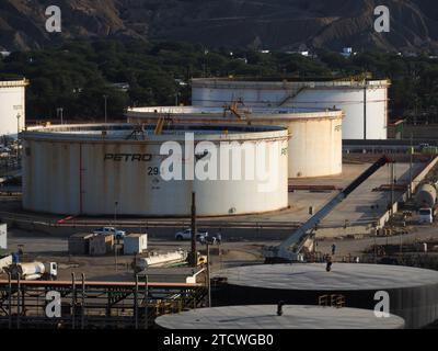 View of the New Talara Refinery facilities, operated by Petroperu, with ...