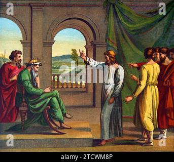 Joseph interpreting the Pharaoh's Dream. Genesis 41:25-26. 19th century ...