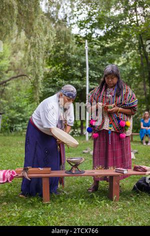 Elders from Indigenous communities participate in a celebration of ...