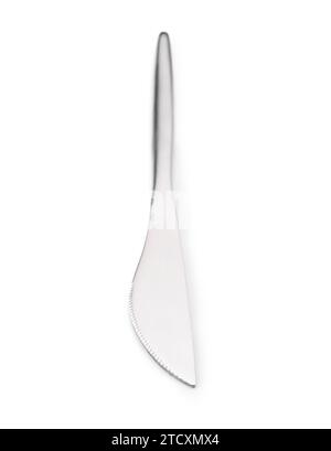 One shiny silver knife isolated on white Stock Photo - Alamy