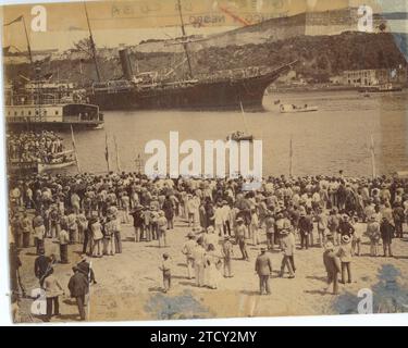Havana (Cuba), 1896. Cuban War. Disembarkation of the Luzon Battalion ...