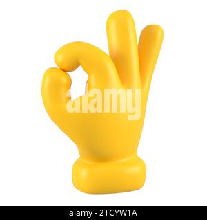 Character yellow hand. Okay symbol Stock Photo - Alamy