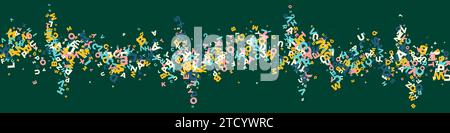 Falling letters of English language. Light flying words of Latin ...
