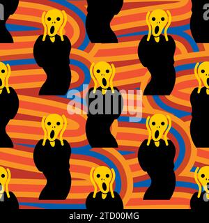 Scream munch Pattern seamless. Man is scared and screaming Background ...