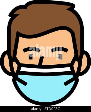kid boy medical mask color icon vector illustration Stock Vector Image ...