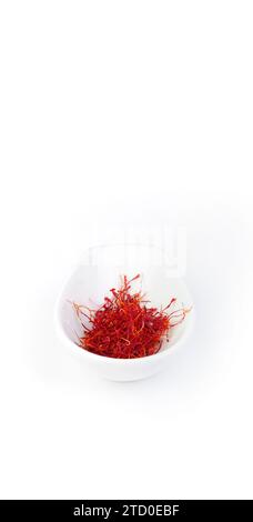Set of aromatic saffron on white background Stock Photo - Alamy