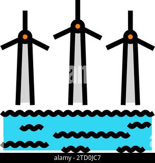offshore wind turbine color icon vector illustration Stock Vector Image ...