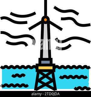 Offshore floating wind farm construction – vector illustration Stock ...