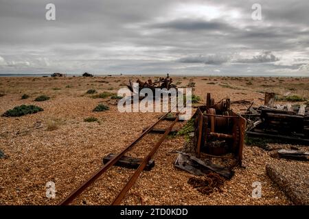 Illustration of Dungeness, Kent, UK on July 16, 2023. Dungeness, a ...