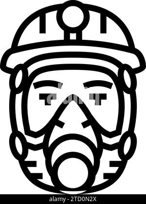 mining mask face line icon vector. mining mask face sign. isolated ...