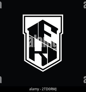 EK Letter Logo monogram shield geometric line inside shield isolated style design template Stock ...