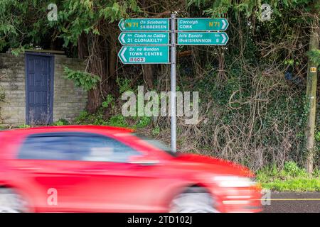 Directional sign post on the N71 in Bandon, West Cork, Ireland Stock ...