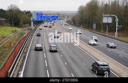 Vehicles on the M4 smart motorway, looking westwards towards junction 11 in Shinfield. Smart ...