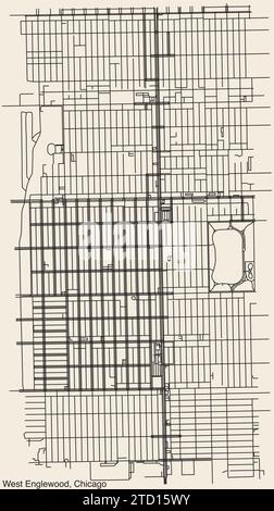 Street roads map of the WEST ENGLEWOOD COMMUNITY AREA, CHICAGO Stock ...