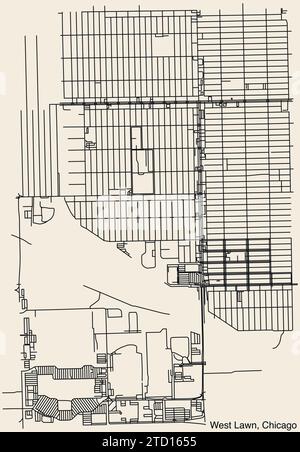 Street roads map of the WEST LAWN COMMUNITY AREA, CHICAGO Stock Vector ...