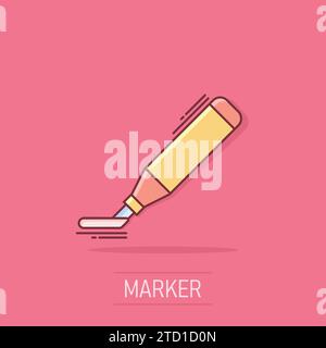 Vector cartoon highlighter marker pen icon in comic style. Highlight ...