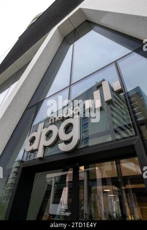 ANTWERP - The DPG Media logo on the exterior of the DPG Media head ...