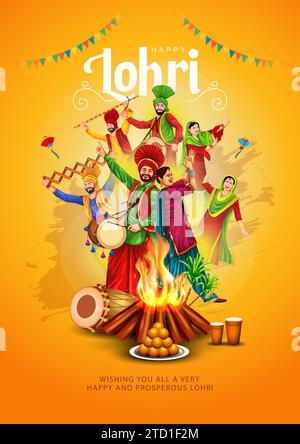 Indian festival Happy lohri with Lohri props, holiday Background ...