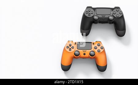 Realistic colorful video game joysticks or gamepads with color buttons ...