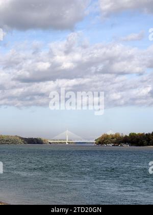 Megyeri Bridge, cable-stayed bridge, Római Part, Roman Beach, Roman ...